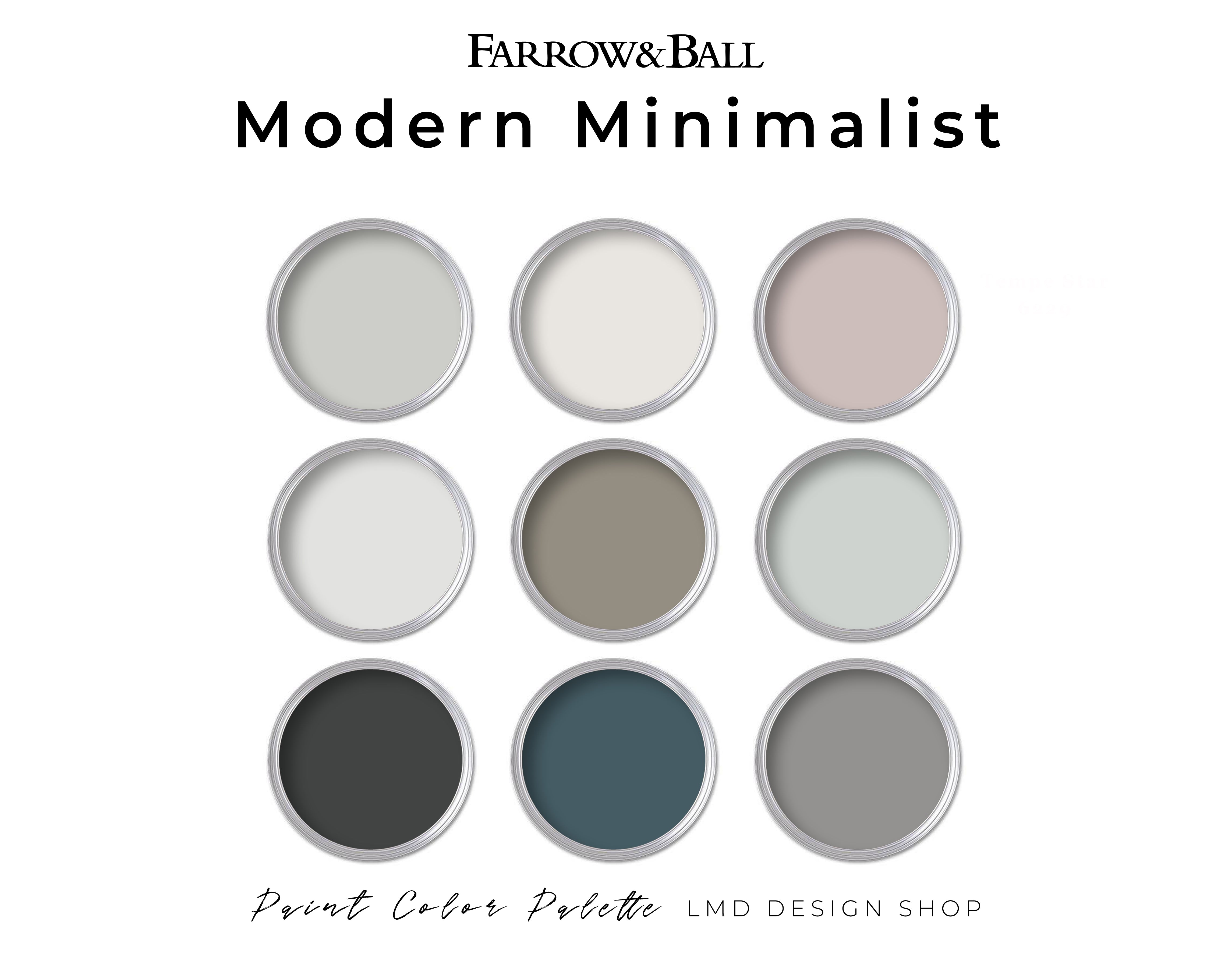 Farrow & Ball Paint Color Palette Modern Minimalist | Minimalist Paint ...