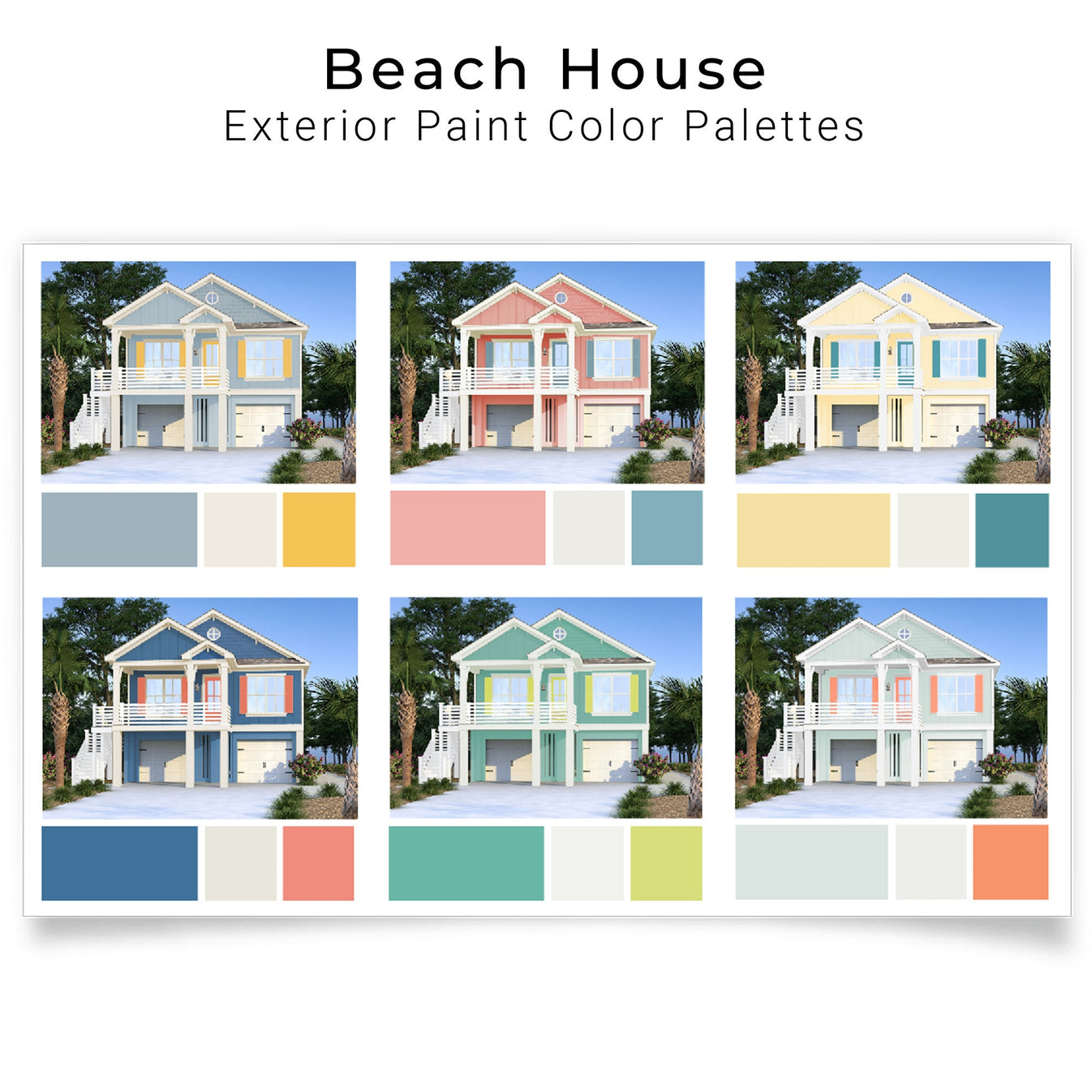 Beach House Exterior Paint Color Palettes | Home Exterior Paint Colors ...
