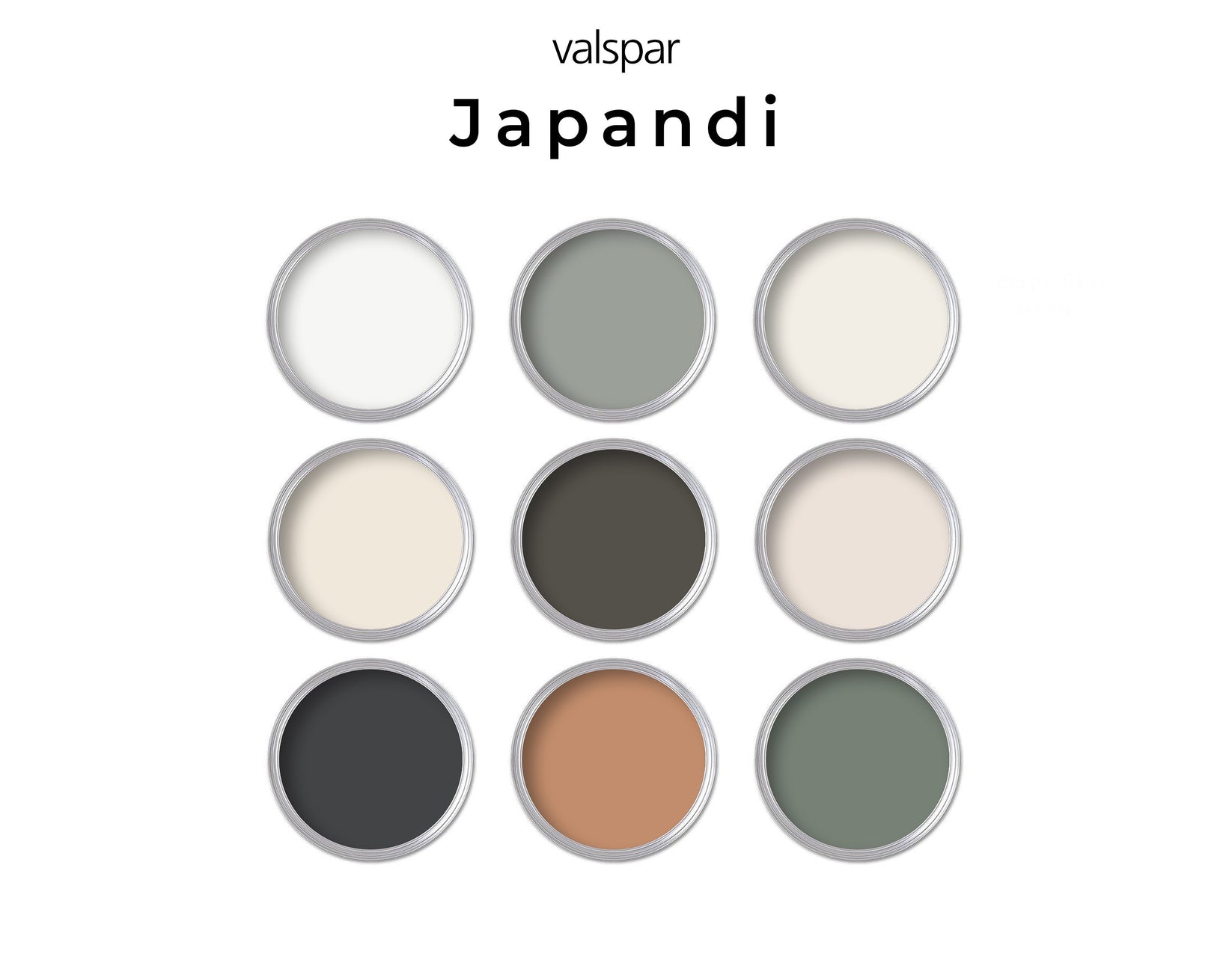 Japandi Valspar Paint Color Palette | Earth Tone Interior Paint Colors ...